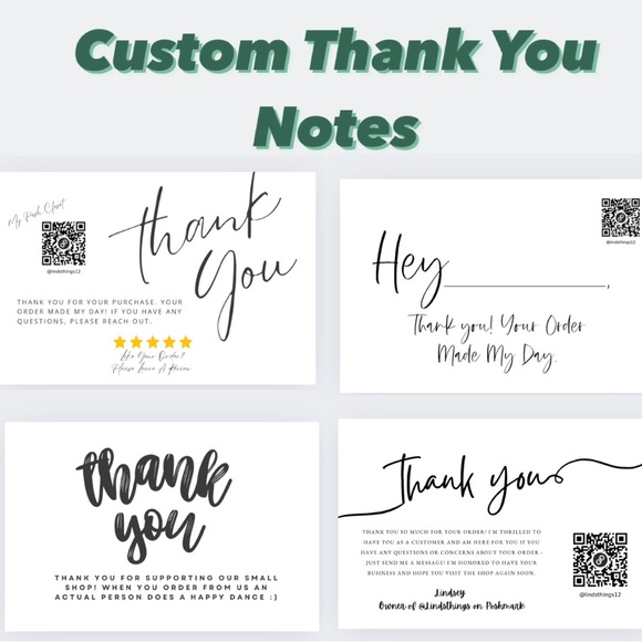 Hand Crafted | Office | 5 Custom Thank You Notes For Packages Package ...